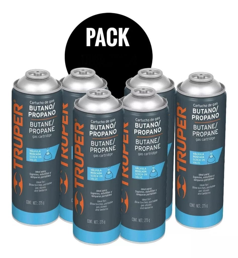 CAJA DE 6 LATAS DE GAS BUTANO VÁLVULA ROSCADA, TRUPER - GROUP COMERCIAL ...